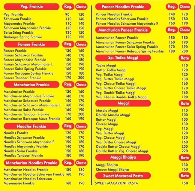 Menu of B.N. Maggi & Pasta, Gota, Ahmedabad