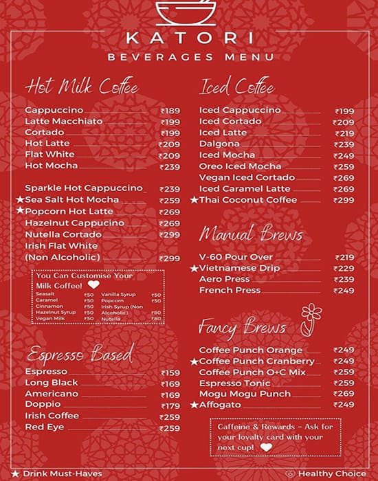 Menu of Katori Cafe & Bistro, Mansarovar, Jaipur