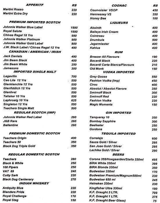 Privy Ultra Lounge Menu, Menu for Privy Ultra Lounge, Elgin, Kolkata ...