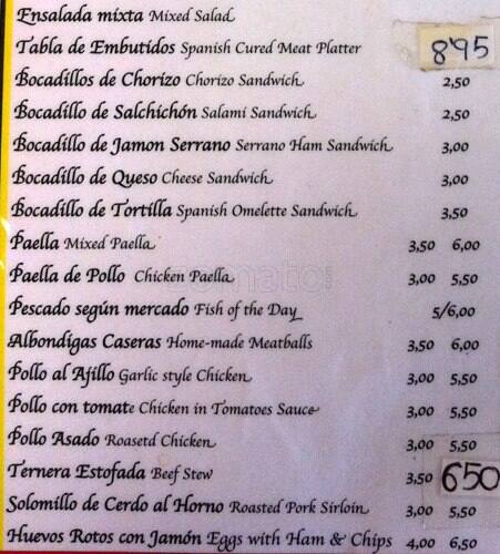 Carta de Cafe Garcia, Londres