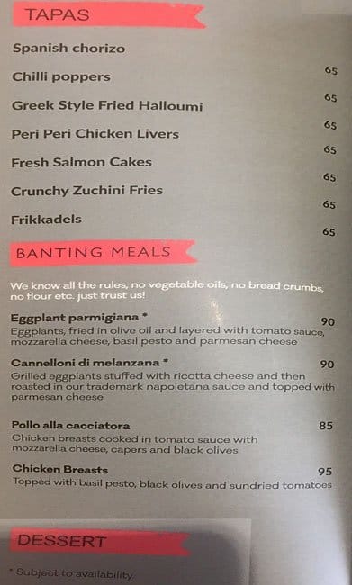 Speisekarte von The Loft restaurant, Midrand