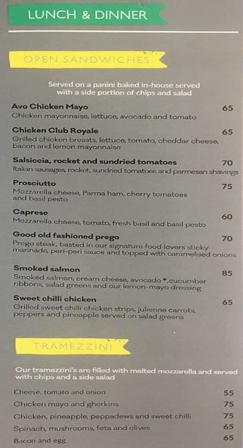 Speisekarte von The Loft restaurant, Midrand