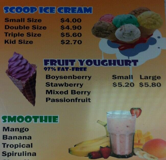 Menu at Mr Whippy desserts, Auckland, Westfield St. Lukes