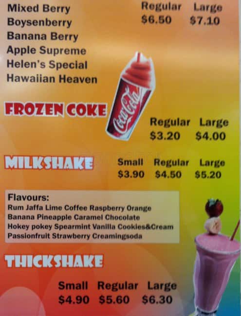 Menu at Mr Whippy desserts, Auckland, Westfield St. Lukes