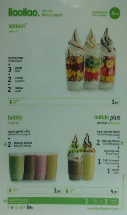 Menu em Llao Llao, Barreiro