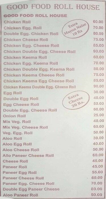 Good Food Roll House Menu, Menu for Good Food Roll House, Wakad, Pune ...