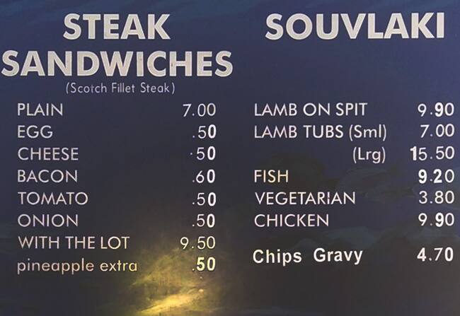 Menu at Fins & Fries fast food, Narre Warren