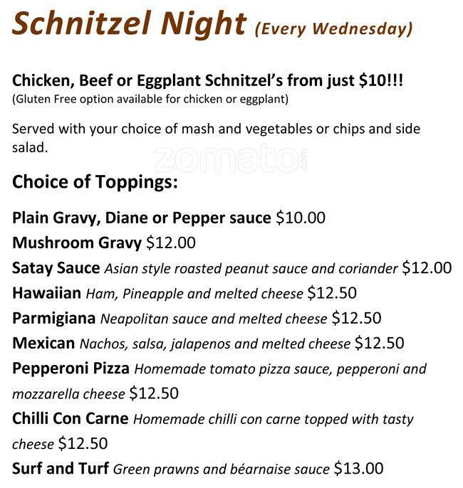 Menu at Costa Vista restaurant, Port Noarlunga South, Adelaide