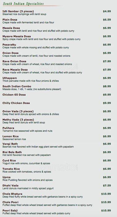 Menu at Our Place restaurant, Irving