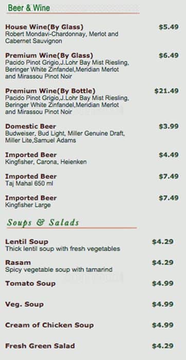 Menu at Our Place restaurant, Irving