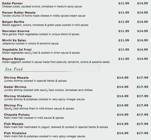 Menu at Our Place restaurant, Irving