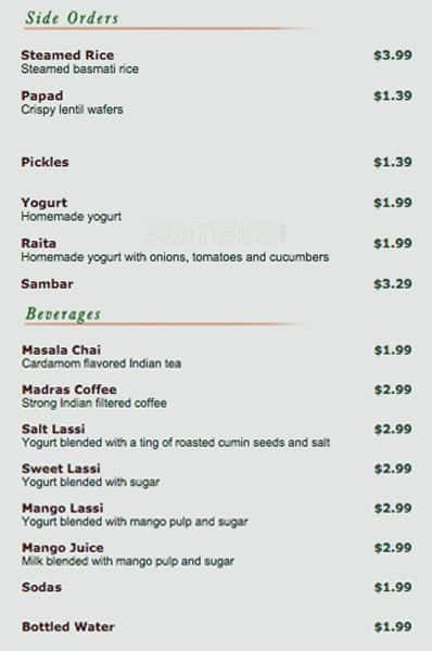 Menu at Our Place restaurant, Irving