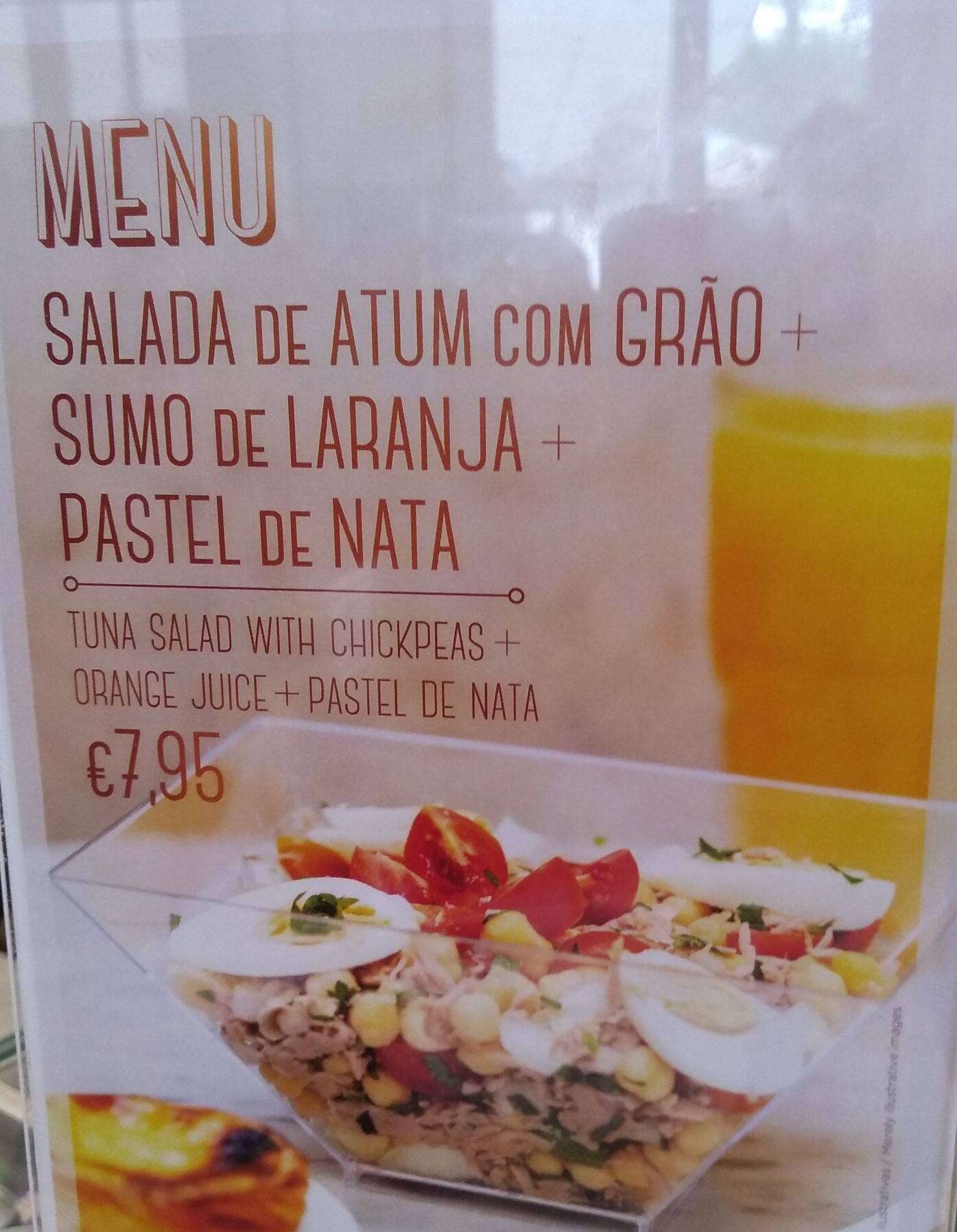 Menu em Fábrica da Nata café, Lisboa, Praça dos Restauradores