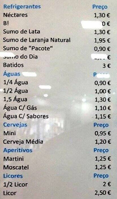 Menu at Trigo D'Aldeia restaurant, Lisbon, R. Almeida e Sousa 23