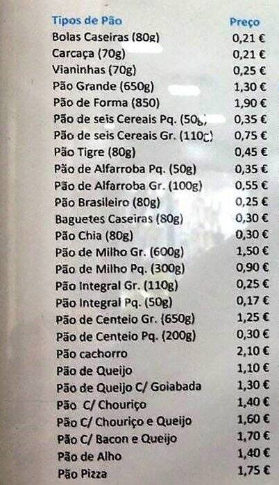 Menu at Trigo D'Aldeia restaurant, Lisbon, R. Almeida e Sousa 23