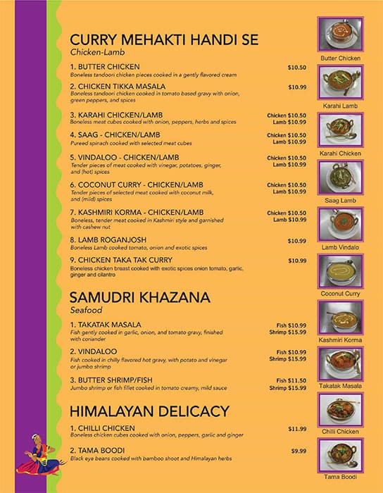 Himalaya Indian Restaurant Hamilton Menu at Sherry Goodson blog