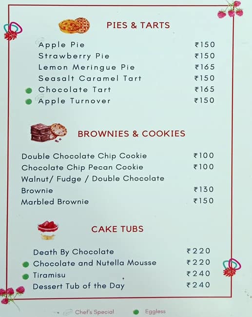Menu of The Humble Pie, HSR, Bangalore