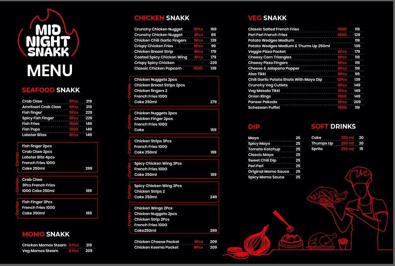 Menu of Mid Night Snakk, Koramangala 4th Block, Bangalore
