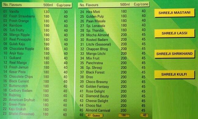 Shreeji Ice Cream Menu, Menu for Shreeji Ice Cream, Bibvewadi, Pune ...