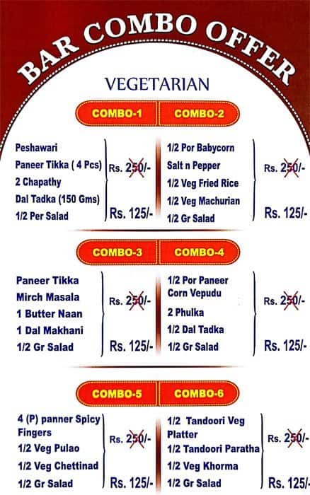 Menu at Mistral Bar, Chennai, 168/96