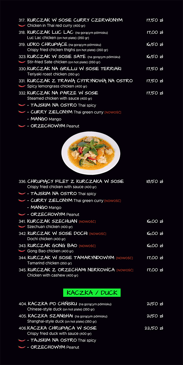 Menu at Hong Ha Warszawa restaurant, Warsaw