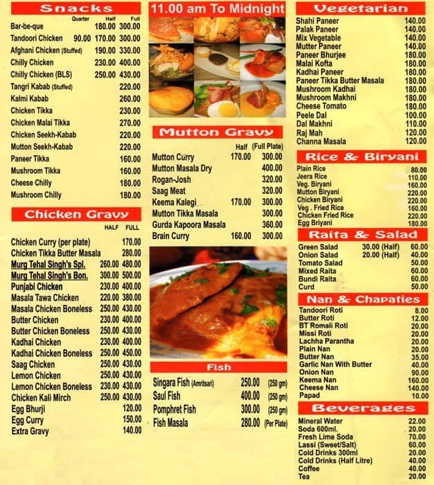 Tehal Singh's Dhaba Menu, Menu for Tehal Singh's Dhaba, Sector 22 ...