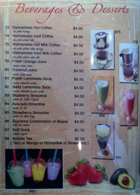 Menu at Pho Triple 8 restaurant, Surrey