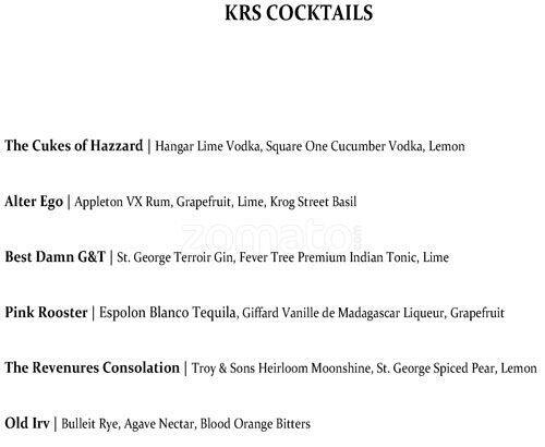 Menu at Kevin Rathbun Steak restaurant, Atlanta, 154 Krog St NE STE 200