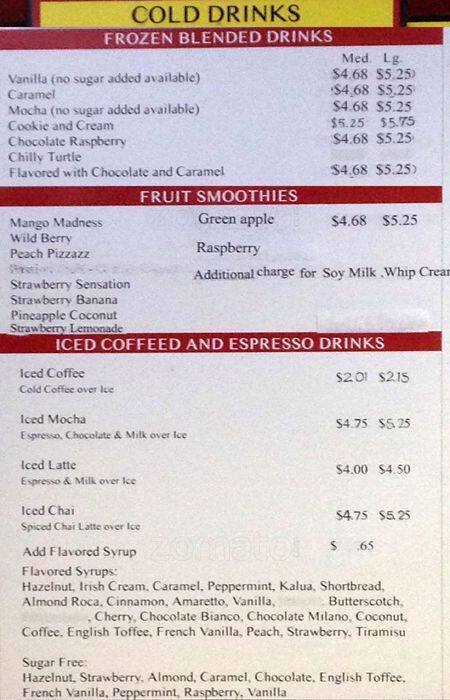 Menu at Java's Brewing Bakery and Cafe, Waxhaw