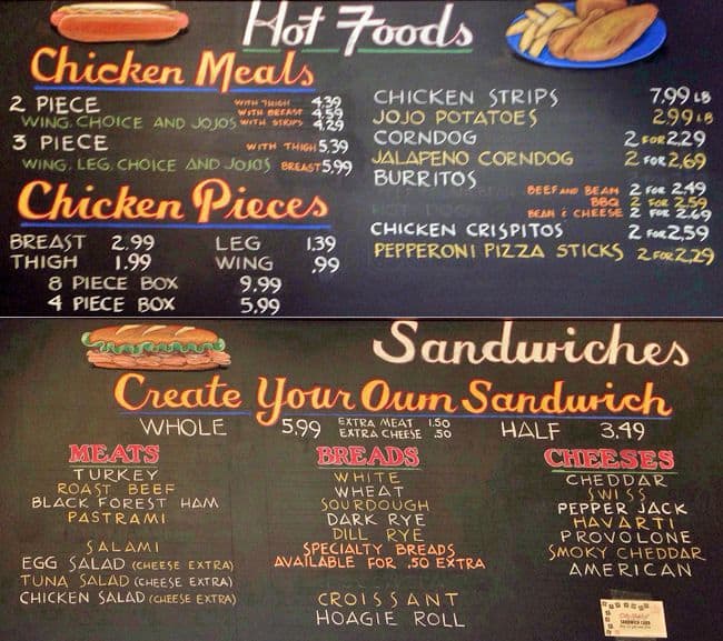 Menu at City Market, Seattle