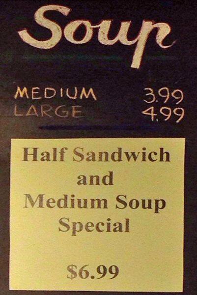 Menu at City Market, Seattle