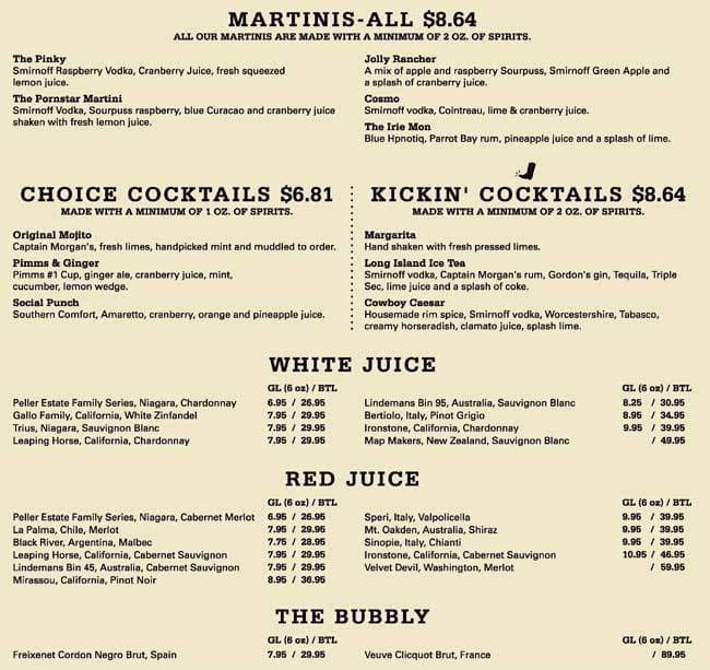 Menu at Union Social Eatery BBQ, Toronto, Yonge St