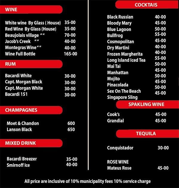 Menu of African Beats - Fortune Grand Hotel, Al Muteena, Dubai