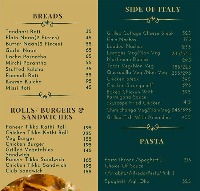 Menu at Skyscape Bar & Lounge, Ranchi