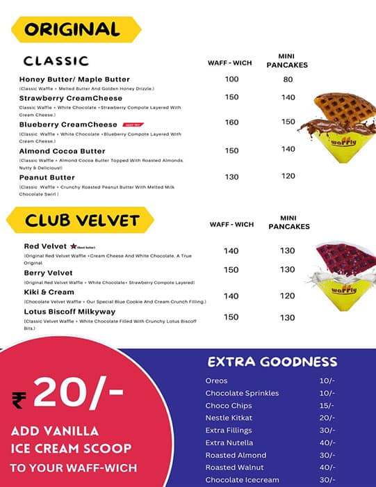 Menu of Waffly, Makarpura, Vadodara