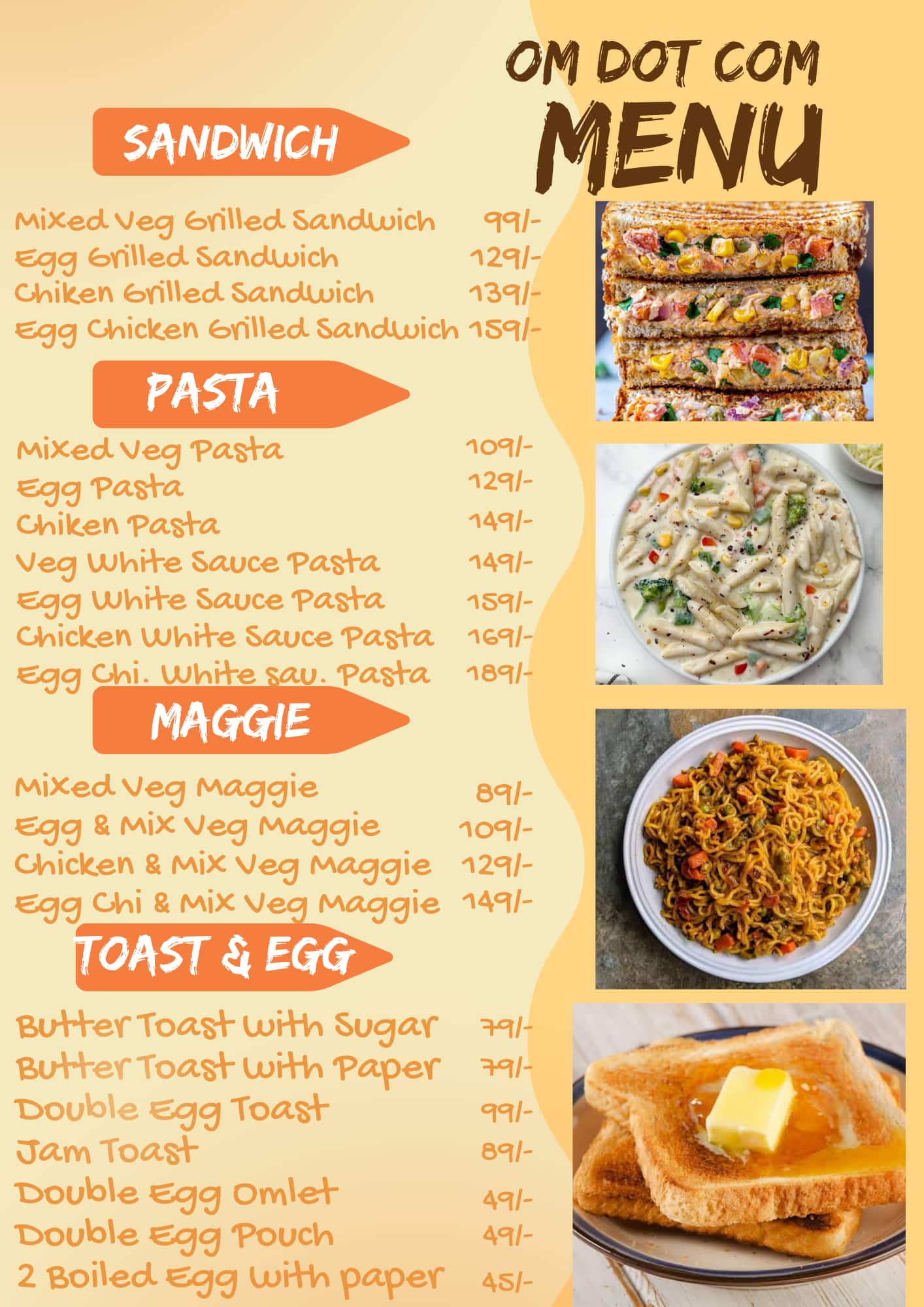 Menu of Om Kitchen, Garia, Kolkata