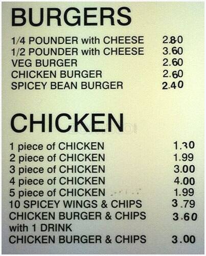 Menu at Terry's Kebab House fast food, London