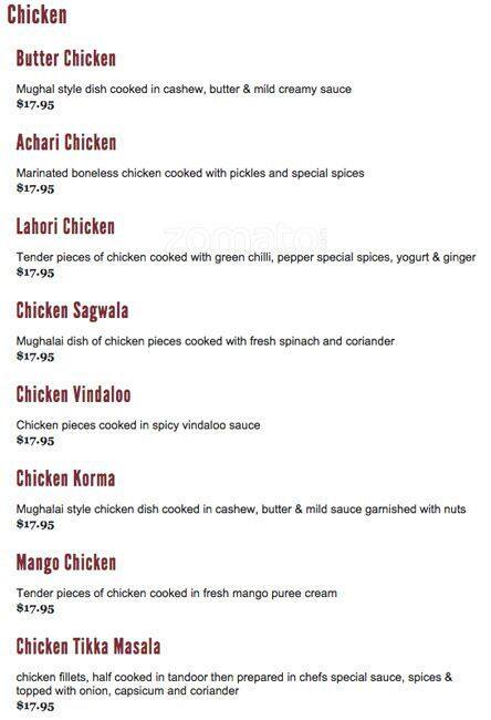 Menu at Himalaya Indian and Pakistani Restaurant, Riverwood