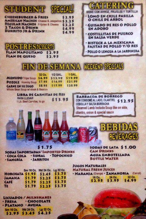 Menu at El Rey Del Taco & Burritos restaurant, Chicago, S California Ave