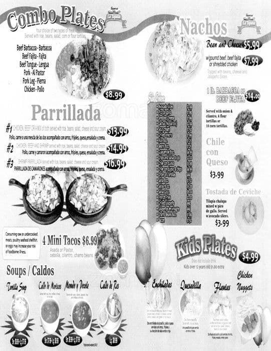 Menu at Taqueria La Tapatia restaurant, Round Rock