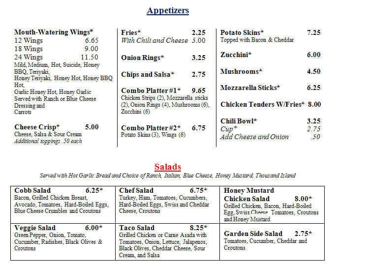 Menu at Flightline Bar & Grill, Phoenix, N 19th Ave