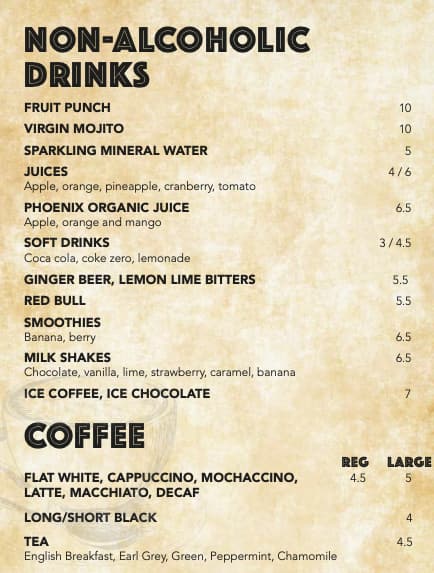 Menu at The Hook restaurant, Lower Hutt