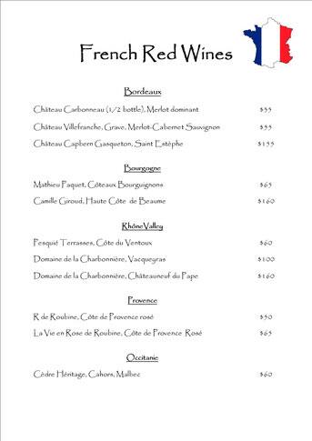 Menu at Poivre et Sel restaurant, Napier