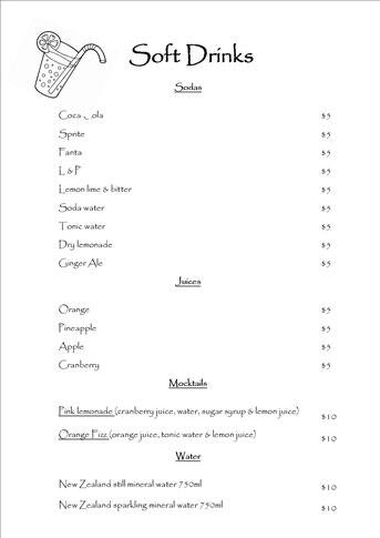 Menu at Poivre et Sel restaurant, Napier