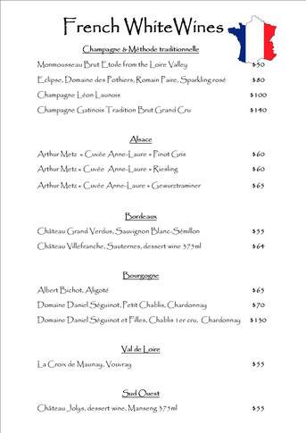 Menu at Poivre et Sel restaurant, Napier