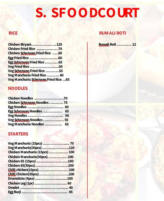 Menu of S S Food Court, Uppal, Secunderabad