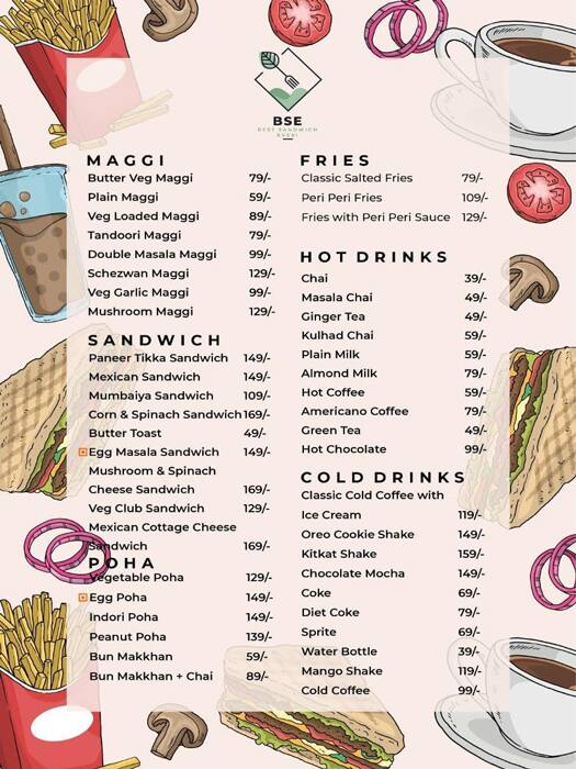 Menu at Best Sandwich Ever, Lucknow