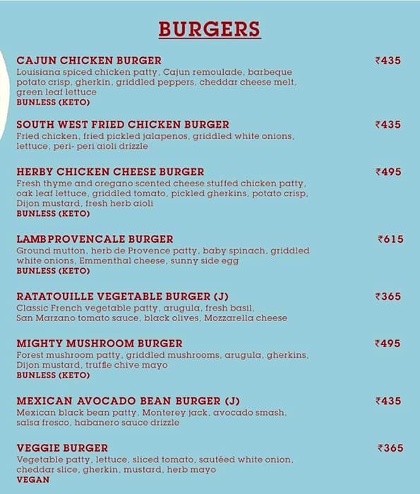 Menu of Legit - Artisanal Burgers, Bandra East, Mumbai