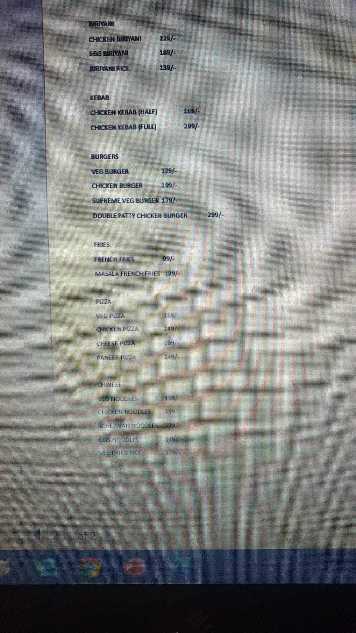 Menu of Al Aiman Cafe, HSR, Bangalore