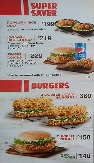 KFC Menu, Menu for KFC, Powai, Mumbai - Zomato